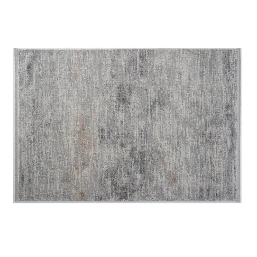 Benjara Trix Cream, Brown and Gray 8 ft. x 10 ft. Geometric Area Rug ...