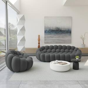 Magic Home Bubble Armless Couch, Modern 2-Piece Mesh Fabric Lemon Green ...