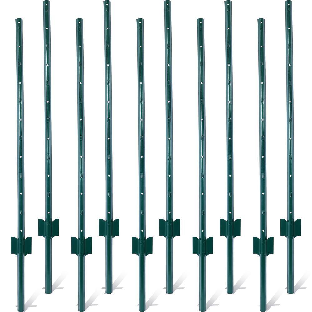 Tidoin 4 ft. H Heavy Duty Metal Line Fence Post with U-Channel (10-Pack ...