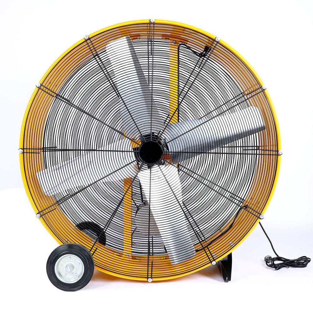 Edendirect 42 in. Yellow Heavy Duty Metal Industrial Drum Fan, 2 Speed ...