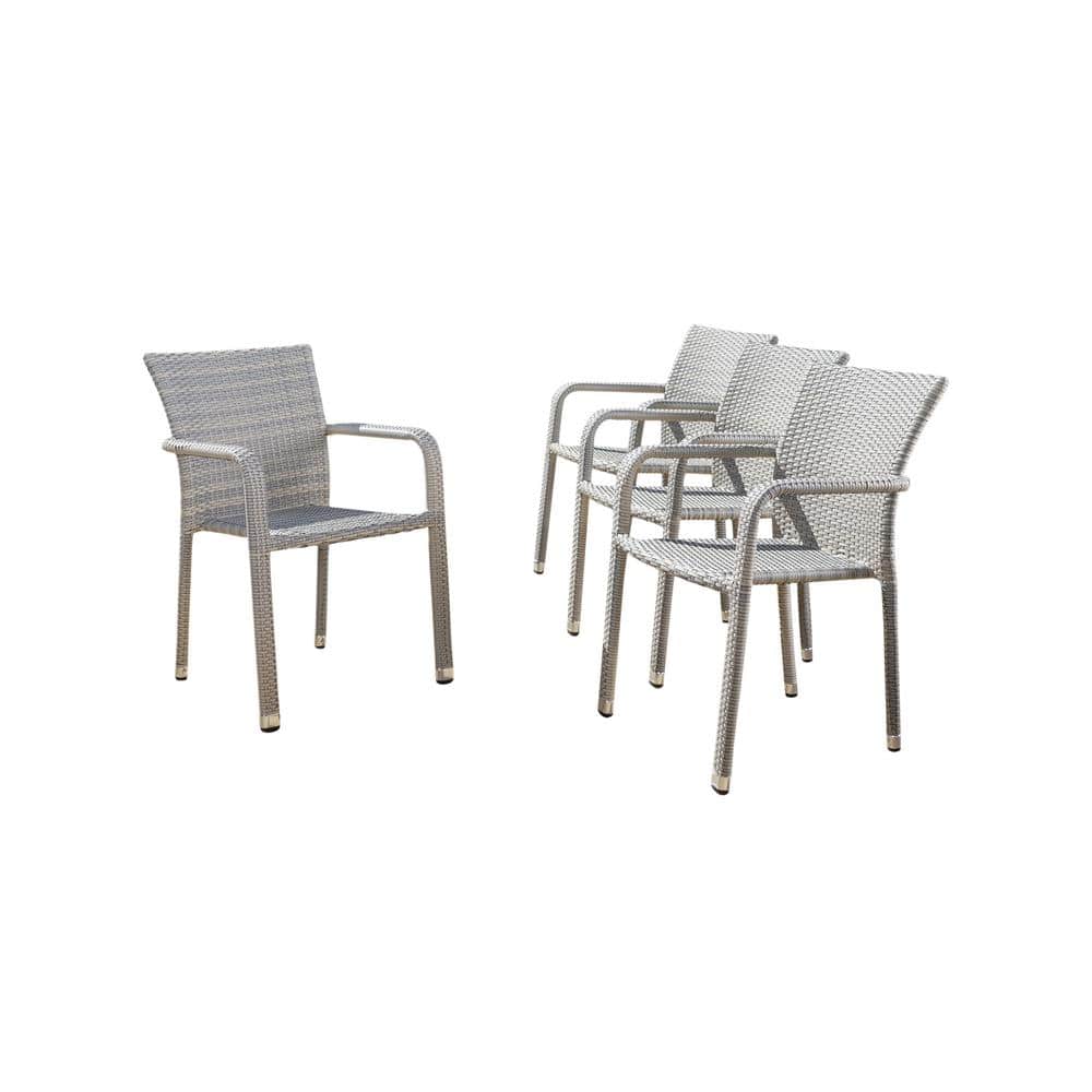 Noble House Lucian Chateau Grey Stackable Faux Rattan Outdoor Patio ... Noble House Lucian Chateau Grey Stackable Faux Rattan Outdoor Patio ...