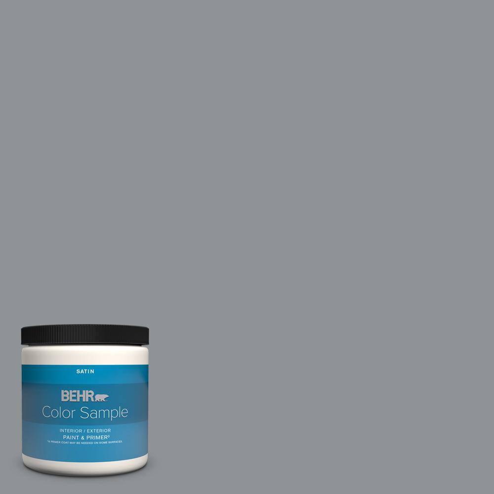 BEHR PREMIUM PLUS 8 oz. #PPU26-05 Flint Gray Satin Enamel Interior ...