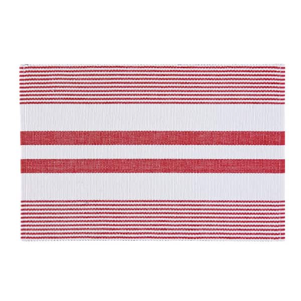 C&F Home Ribbed Red&White Placemat, 13 in. x 19 in., Multi, Cotton, Set ...
