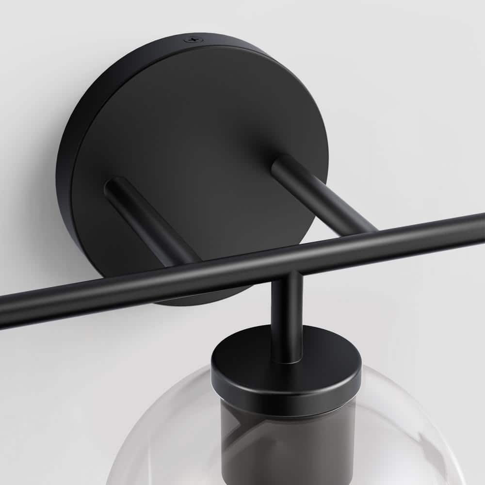 Briignite 3-Light Black and Chrome Vanity Mirror Light with Round Wall ...