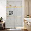 MCOCOD 51-55 in. W x 76 in. H Double Sliding Frameless Smooth Sliding Shower Door in Brushed ...