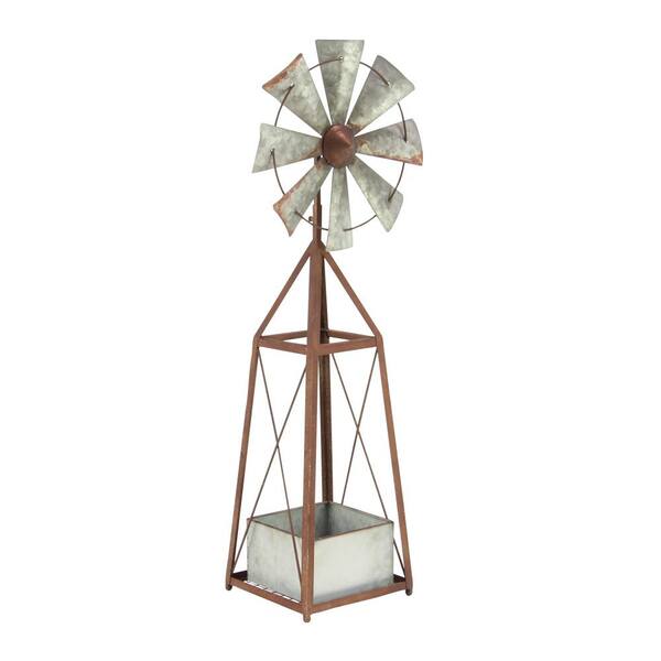 Litton Lane Brown and Gray Iron and Zinc Windmill Planter 65688 - The ...