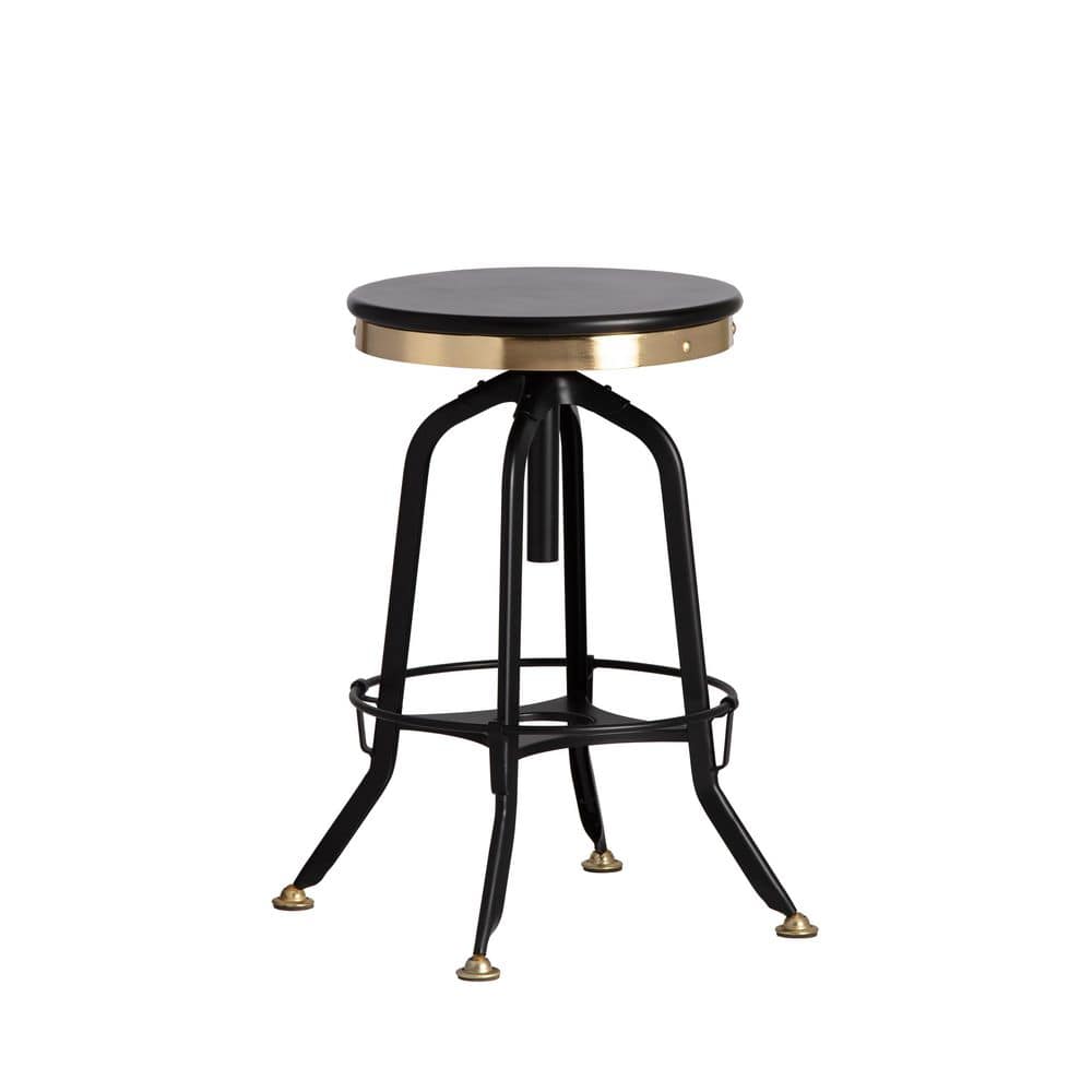 MH LONDON Devon 31 in. Black Backless Iron 31 in. H Barstool with ...