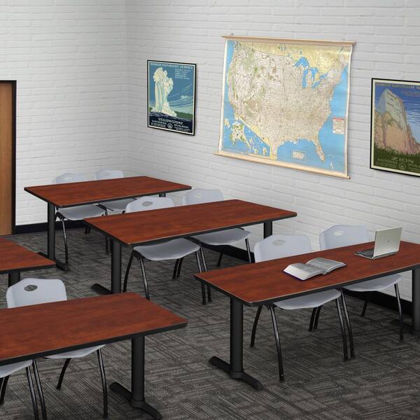 Regency Cain 72 in x 24 in. Cherry Steel T-Base Training Seminar Table ...