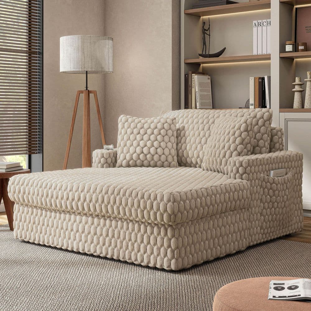 Furniture of America Nattel Taupe Chenille Cushion Back and 2 Track ...