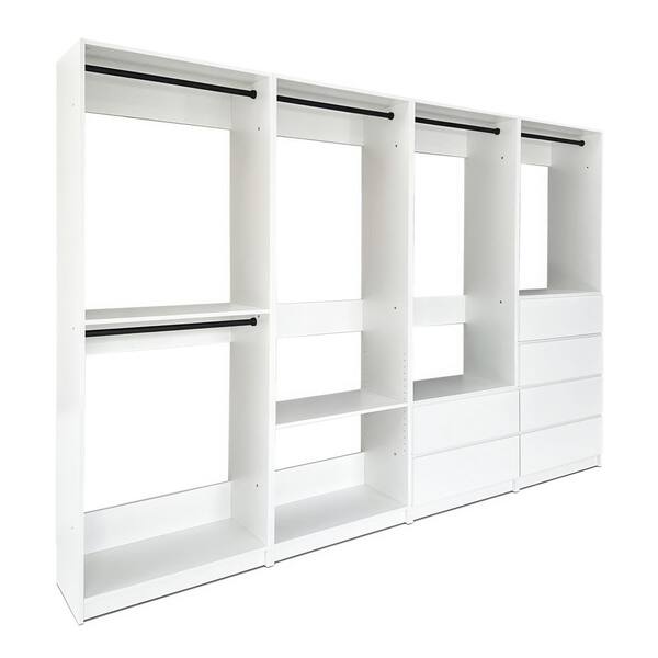 Klair Living Prosper 128 in. W White Tower System Freestanding-Shelf ...
