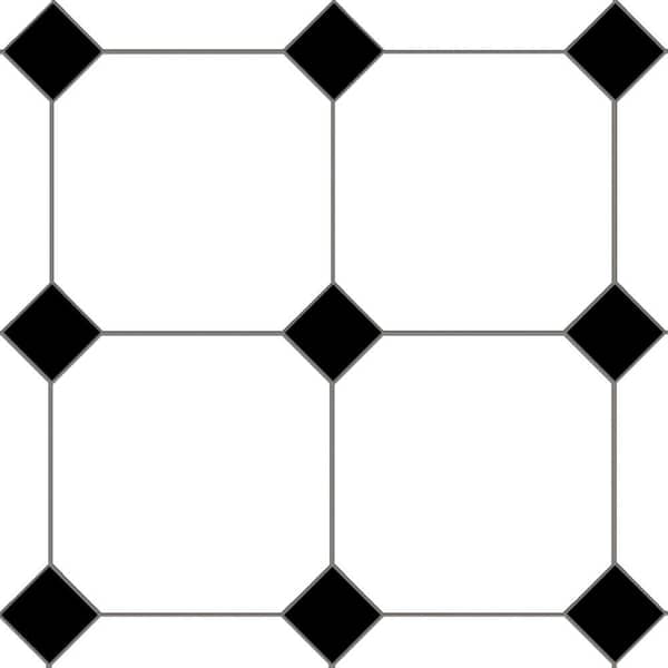 Merola Tile Monocolor Octagon Alaska with Taco Nero 12 in. x 12 in ...