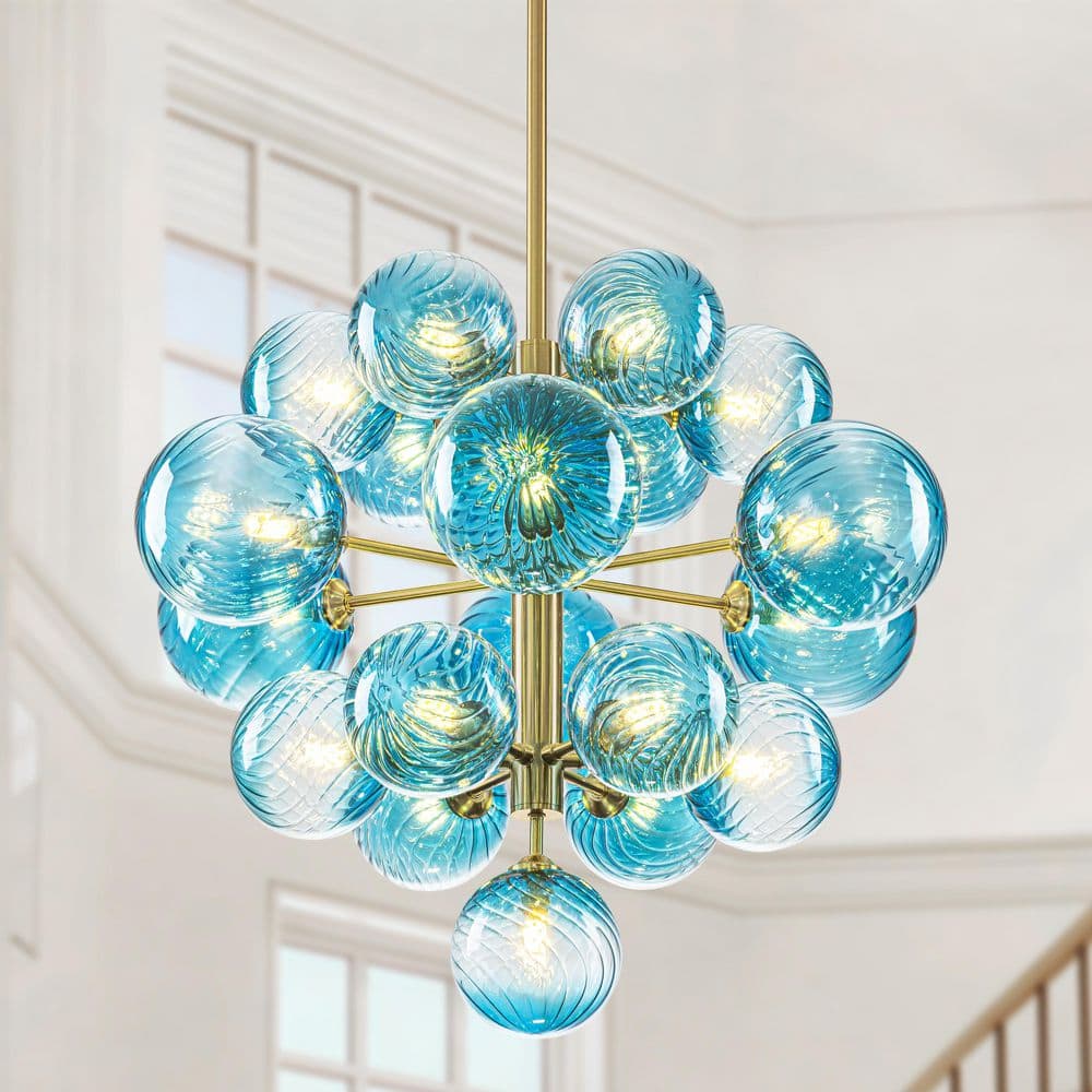 GoYeel Bublume 19-Light Gold Modern Artistic Gradient Blue Swirled ...