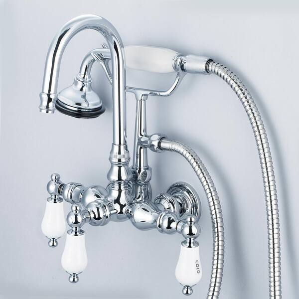 Water Creation 3-Handle Claw Foot Tub Faucet with Labeled Porcelain ...