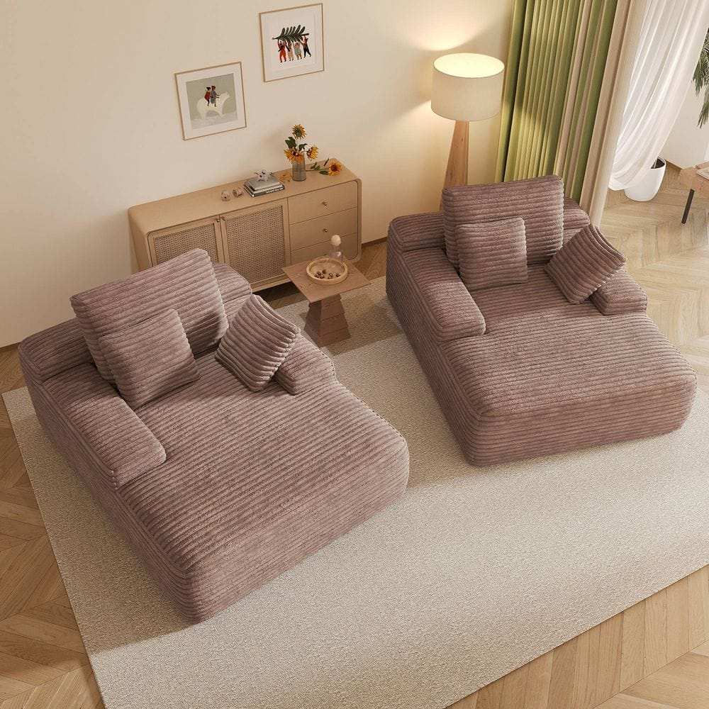 J&E Home 49.21 in. Square Arm Corduroy Oversized Rectangle Lounge ...