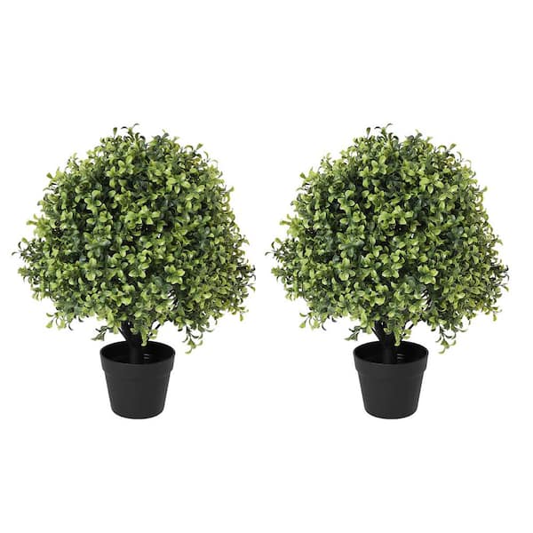 poetree 2 ft. Artificial Boxwood Topiary Tree Ball for Outdoors Potted ...