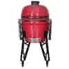 Kalamera 21 in. Kamado Ceramic Charcoal Grill in Red with Cart and Side ...