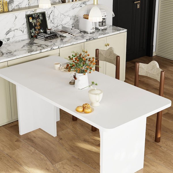FUFU&GAGA White Wood 74.8 in. Width Arched Panel Base Trestle ...