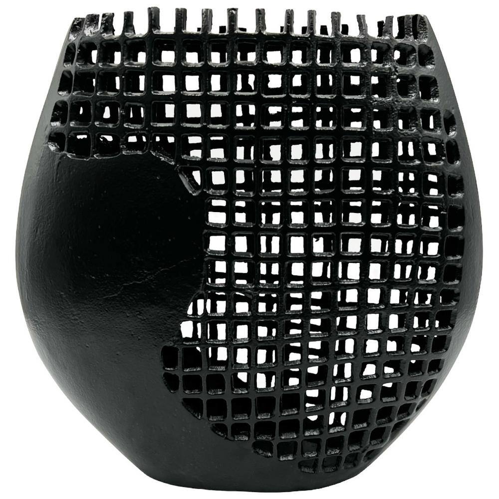 castellousa 13 in. Modern Aluminum Abstract Basket Vase in Black CB-AP6 ...