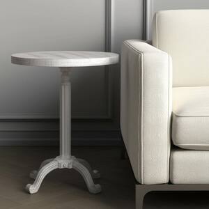 BYBLIGHT Kerlin 19.68 in. White Round Wood End Table with 2 Tiers ...