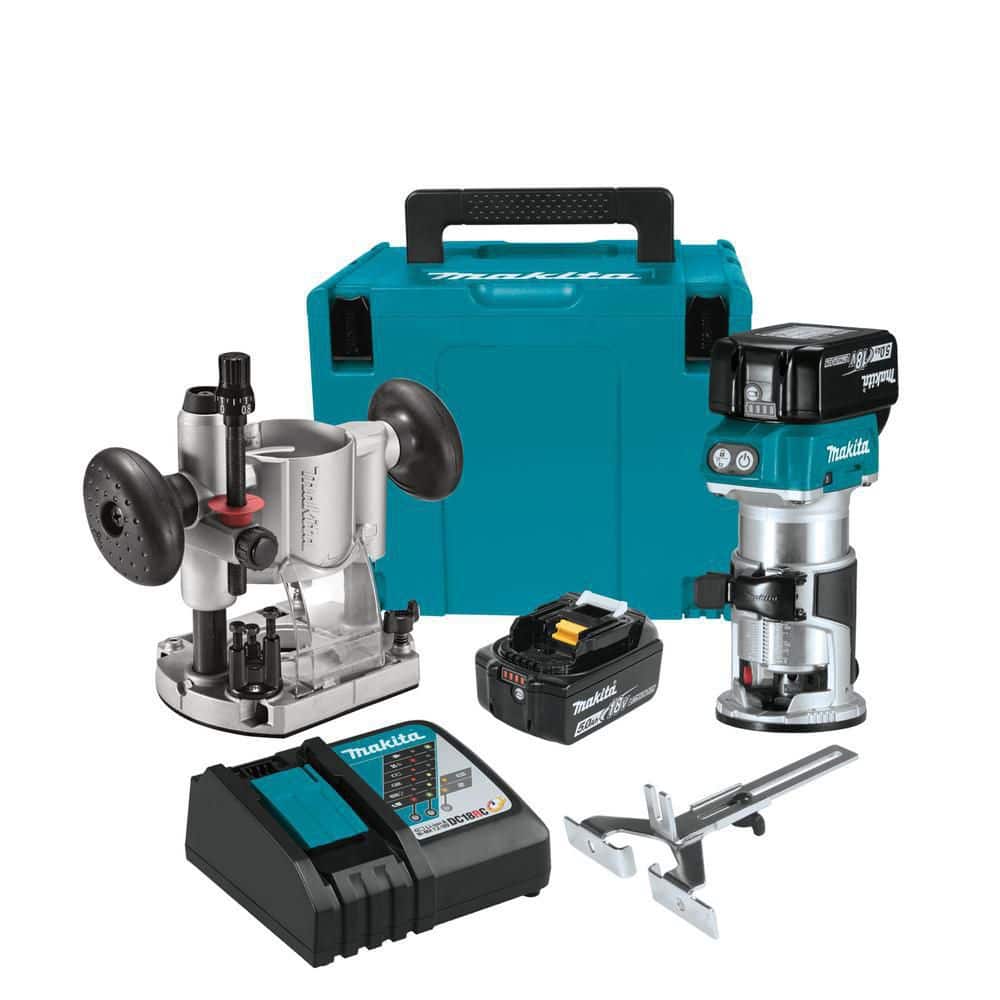 Makita 5.0 Ah 18V LXT Lithium-Ion Brushless Cordless Compact Router Kit ...