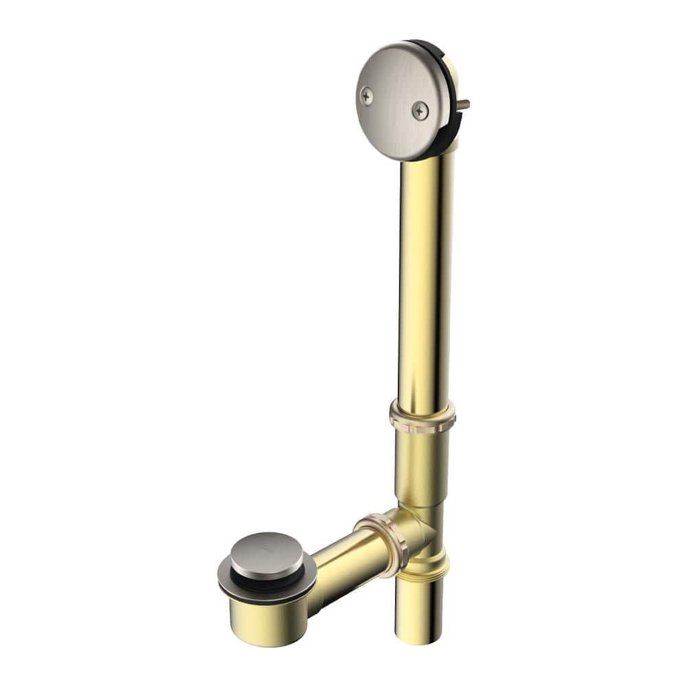 PF WaterWorks Brushed Nickel Trim Toe-Touch Bathtub Drain - 20 Gauge ...