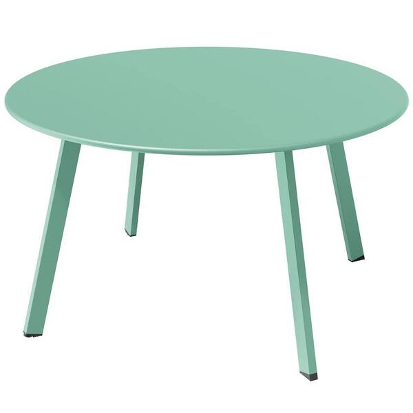 Sudzendf 27.56 in. W Mint Green Round Patio Outdoor Side Table, Weather ...