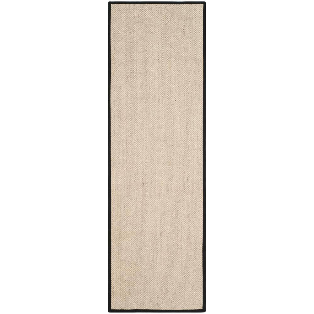 SAFAVIEH Natural Fiber Marble/Black 3 ft. x 6 ft. Woven Border Runner ...
