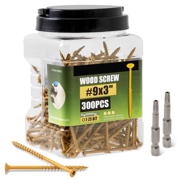 Afoxsos Wood Screws Tan Rust Resistant Exterior Epoxy Coated 3 in. Torx ...