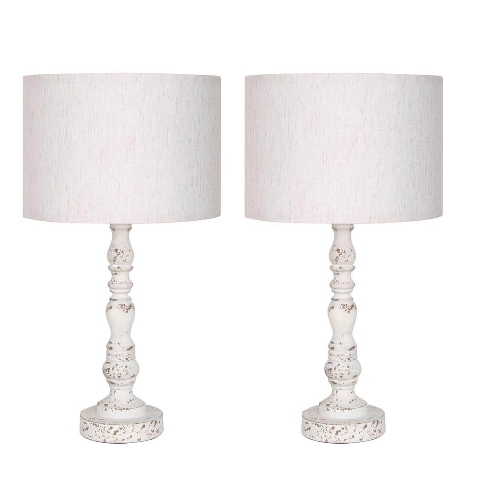Pia Ricco 21.25 in. Beige Table Lamp Set with Shade and Hardware ...
