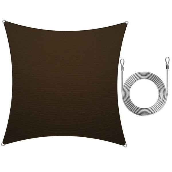 AMGO 18 ft. x 18 ft. Square Pro Ring Sun Shade Sail with Rope-Brown AR ...