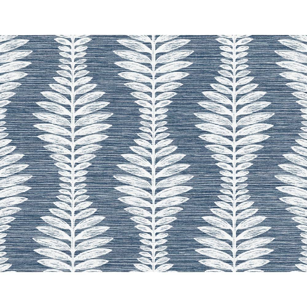 LILLIAN AUGUST 60.75 sq. ft. Coastal Haven Midnight Sky Carina Leaf Ogee Embossed Vinyl Unpasted ...