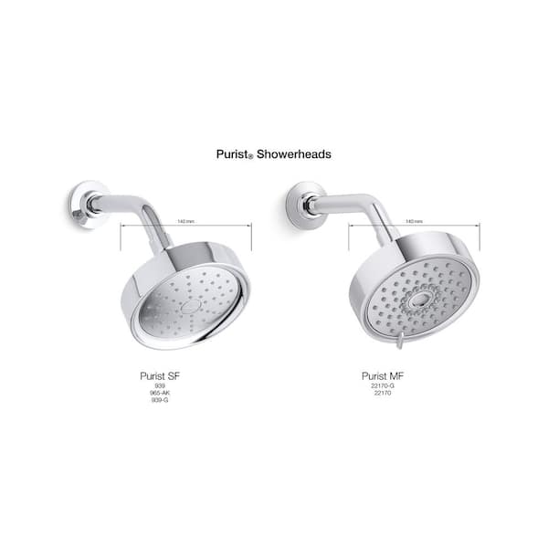 Brushed Nickel Shower Head KOHLER 22170-G-CP Purist Multi-Function ...