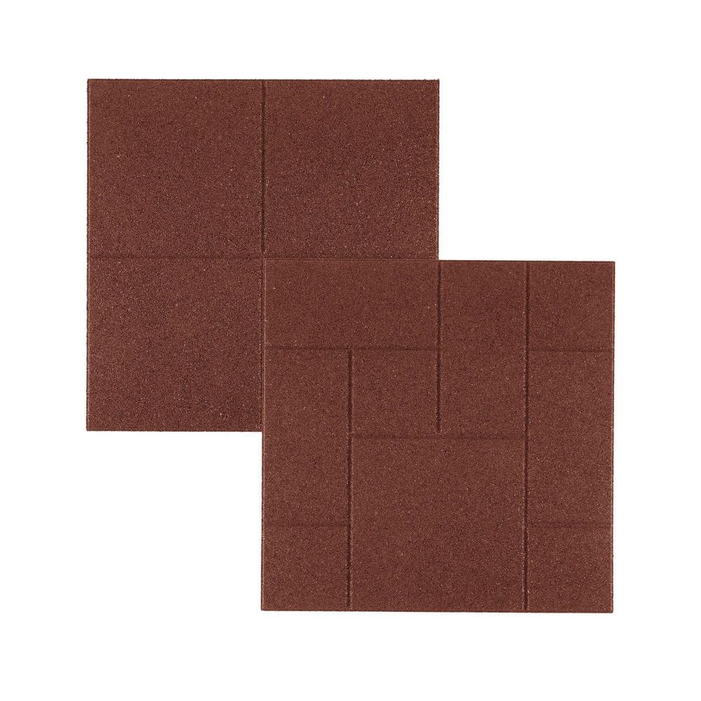 Vigoro 24 in. x 24 in. x 5/8 in. Red Dual-Sided Rubber Paver (50-Pack ...