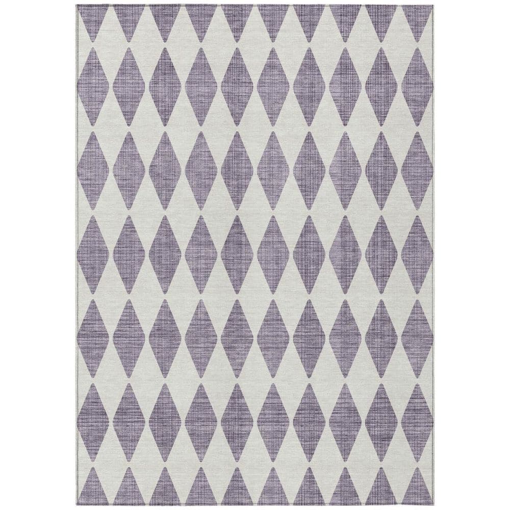 HomeRoots Purple, Lilac 9 ft. x 12 ft. Woven Geometric Polyester ...