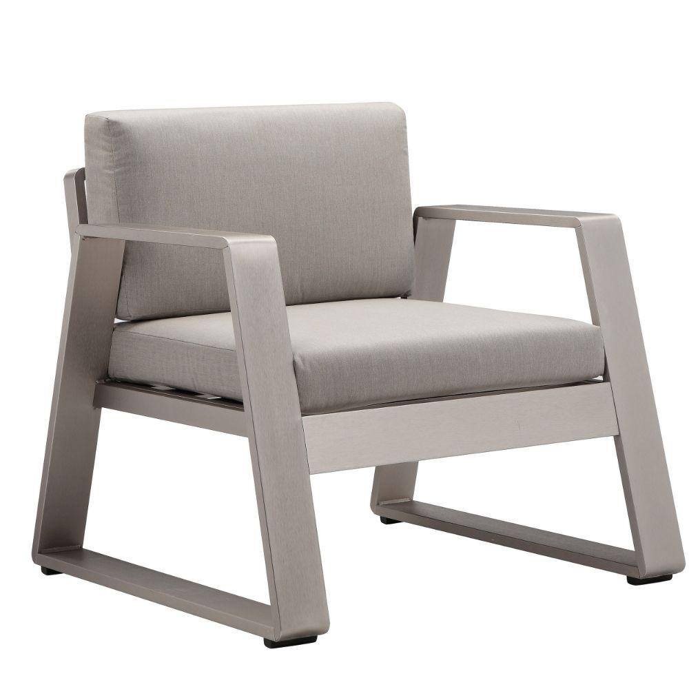 Benjara Gray Fabric Arm Chair with Aluminum Frame BM287739 - The Home Depot
