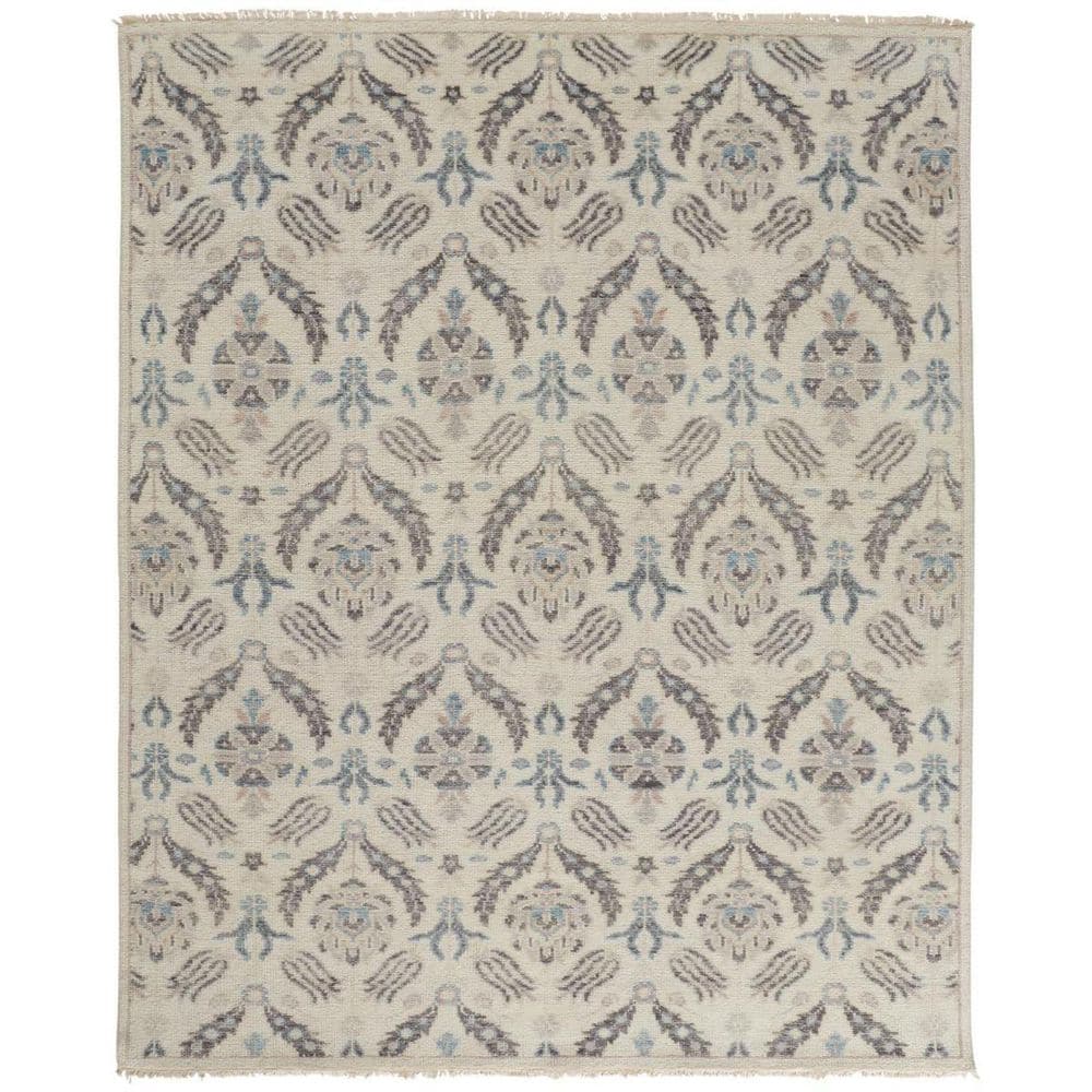 HomeRoots 2 ft. x 8 ft. Gray, Ivory Floral Area Rug 2000513101 - The ...