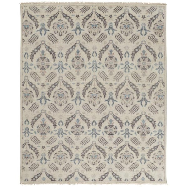 HomeRoots 2 ft. x 8 ft. Gray, Ivory Floral Area Rug 2000513101 - The ...