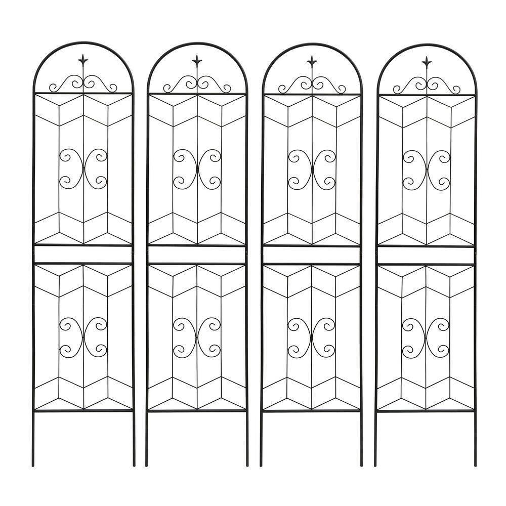 Jushua 4-Pack 86.7 in. x 19.7 in. Metal Garden Trellis Rustproof ...