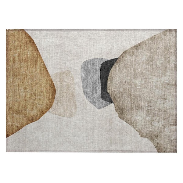 HomeRoots Tan Brown and Gray 2 ft. x 3 ft. Woven Abstract Rectangle ...