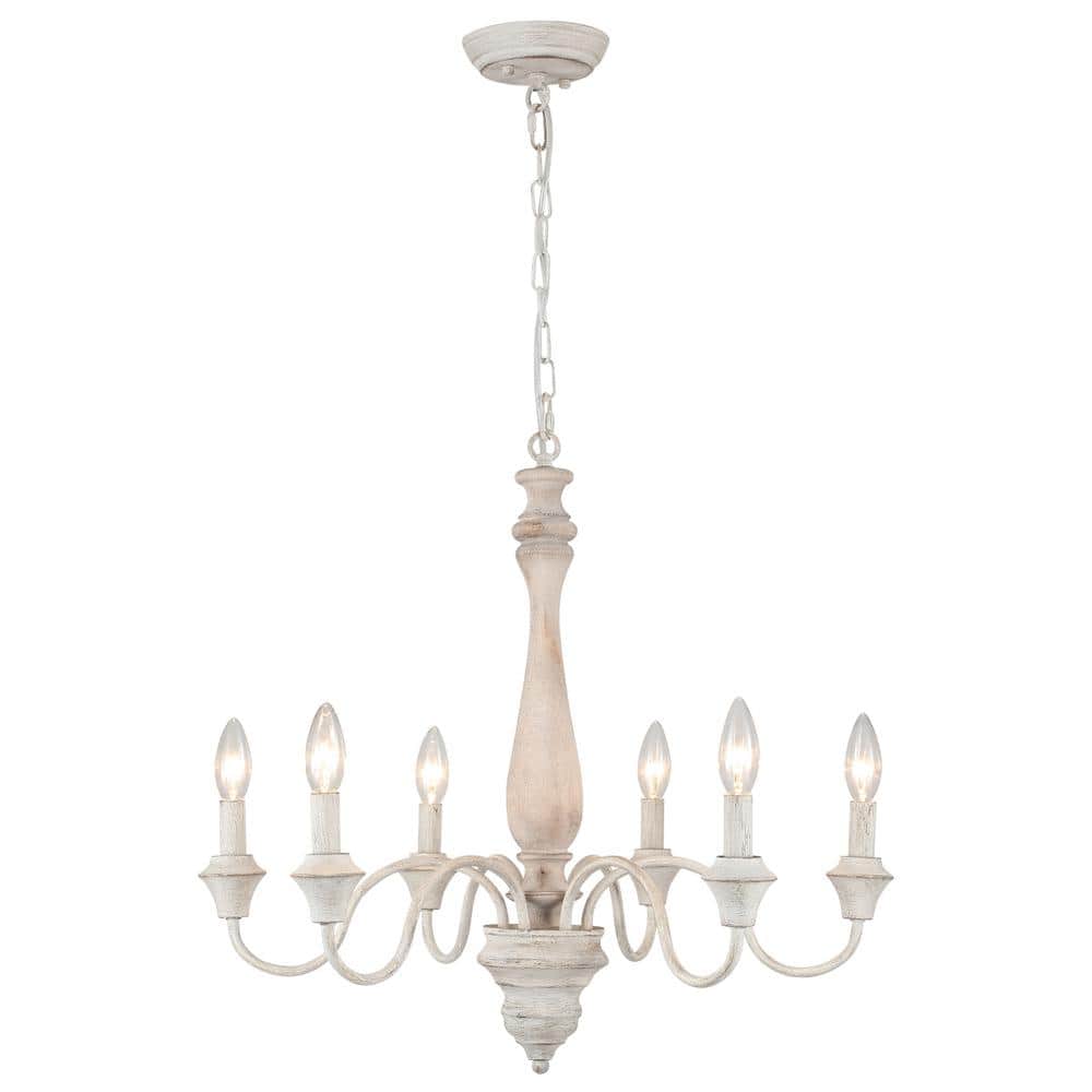 ADSENSTY 6-Light Yellowish Vintage Grey Classic Chandelier for Dining ...