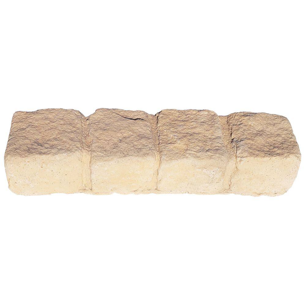 Classic Stone 17 in. x 4 in. x 4 in. Concrete Tumbled Edging Tan Edging ...