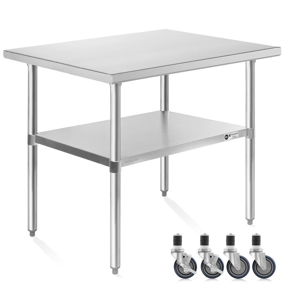 24 in. x 36 in. Stainless Steel Kitchen Prep Table with Bottom Shelf ...
