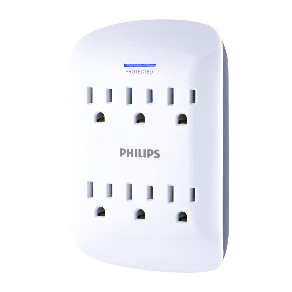 Philips 6-Outlet Surge Protector Tap SPP3461WA/37 - The Home Depot