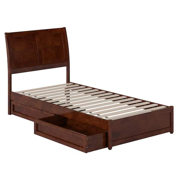 AFI Andorra Walnut Brown Solid Wood Frame Twin XL Platform Bed with ...