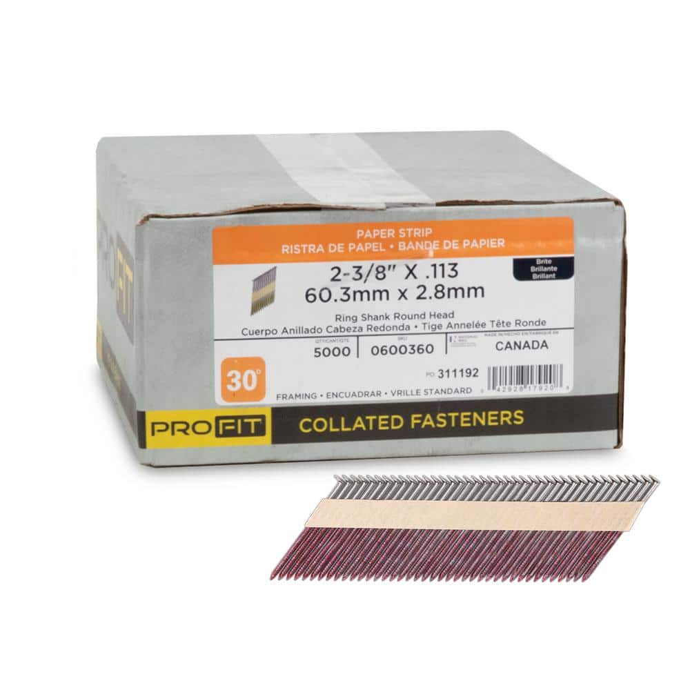 PRO-FIT 2-3/8 in. x 0.113 30-Degree Bright Finish Ring Shank Paper Tape ...