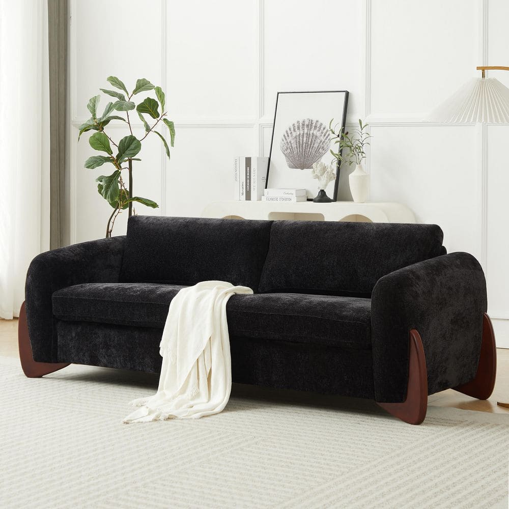 CHRISTOPHER KNIGHT HOME Singh 89 in. Round Arm Chenille Upholstered ...