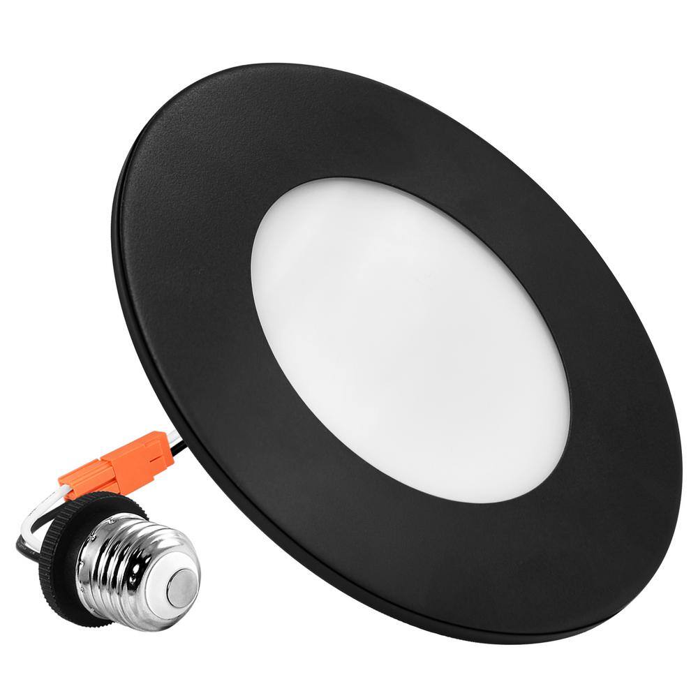 LUXRITE 4 in. LED Recessed Ceiling Light 5 Color Selectable 2700K to ...