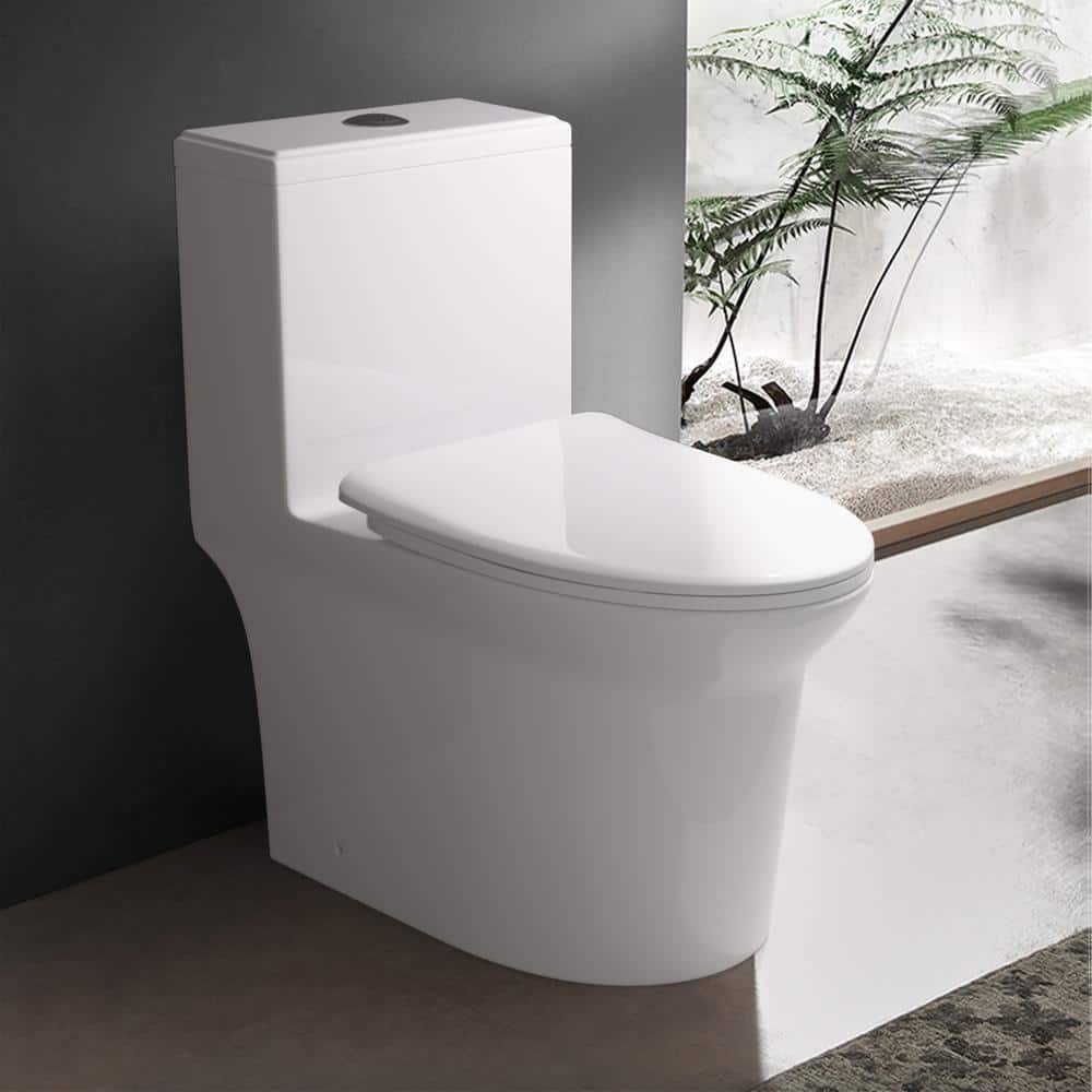 INSTER PICO 1-Piece 1.1/1.6 GPF Dual Flush Elongated Toilet in Glossy ...