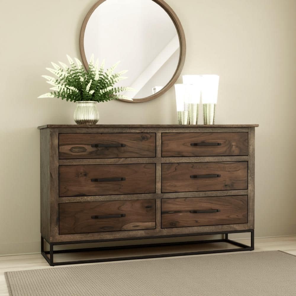 Benjara Tacey Peanut Brown 6-Drawer 19.75 in. Wide Dresser without ...