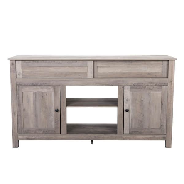 Amucolo 58 in. Rustic Gray Farmhouse TV Stand with Storage Cabinets ...